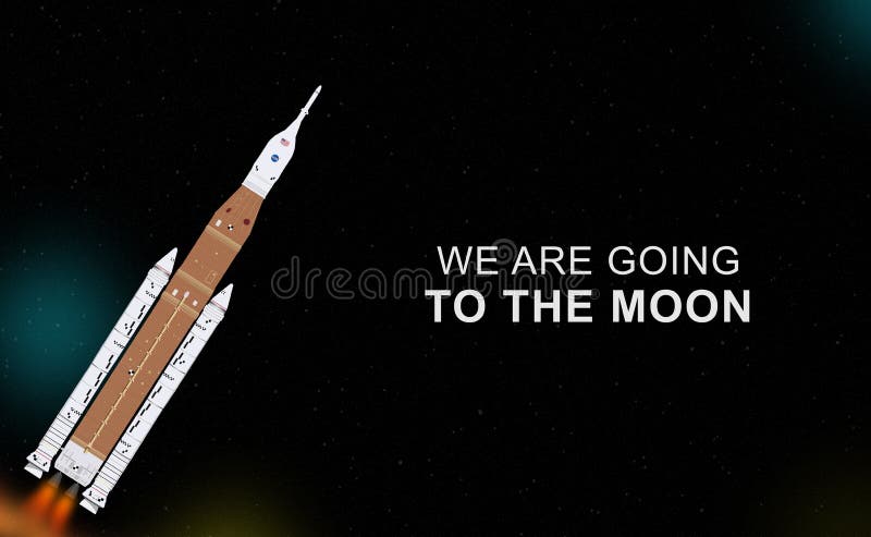 Moon Rocket Being Launched To Reach To Moon with Humans - Concept of ...