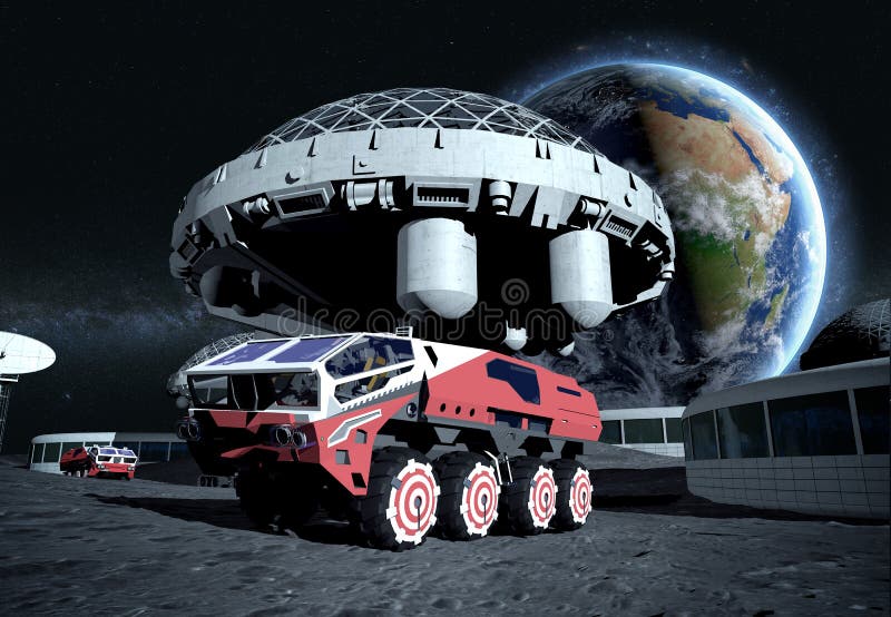 Moon Rover on the Moon. Space Expedition. Moon Surface Stock ...