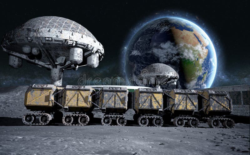 Moon Rover on the Moon. Space Expedition. Moon Surface. 3d Rendering ...