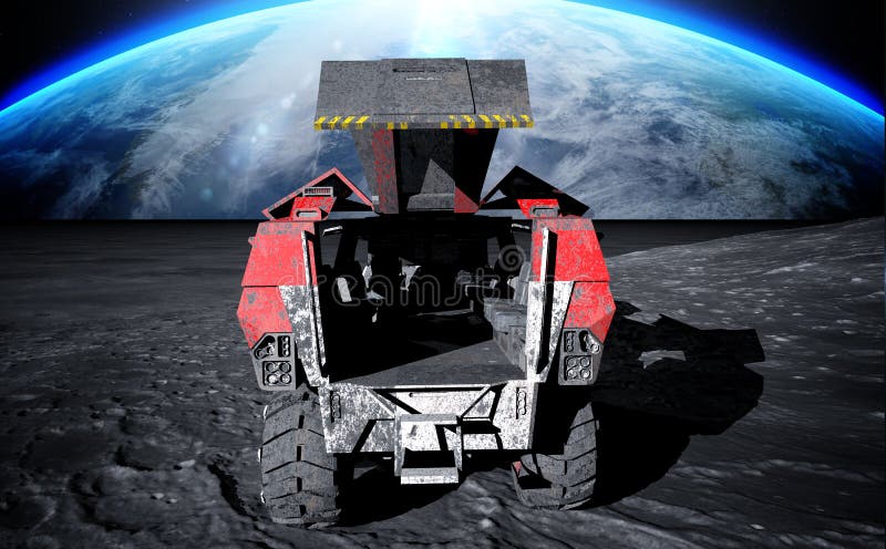 Moon Rover on the Moon. Space Expedition. Moon Surface Stock ...