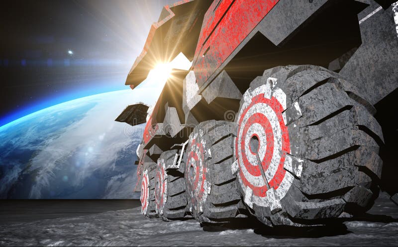 Moon Rover on the Moon. Space Expedition. Moon Surface Stock ...