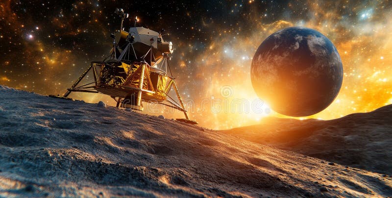 On the Moon S Surface, the Apollo Lunar Module Made a Successful ...