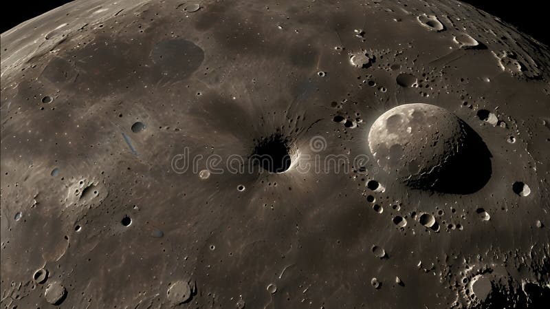 The Moon S Surface Showing Detailed Craters Under Sharp Lighting Stock ...