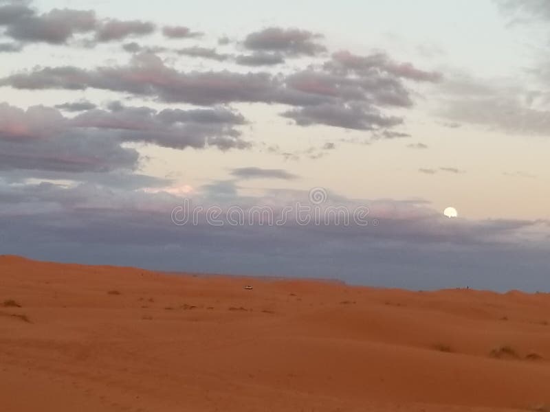 Moon in Sahara. stock image. Image of morocco, moonlights - 133734565