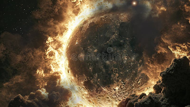 The Moon the Moon Explodes, Surreal Landscape Stock Video - Video of ...