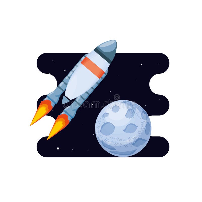 Rocket Flying Around Moon Stock Illustrations – 163 Rocket Flying ...