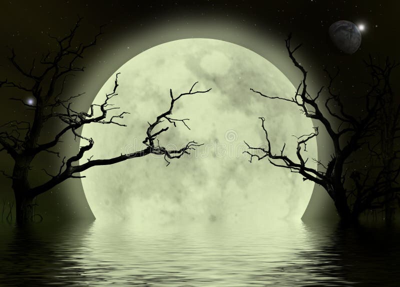 Moon Scary Fantasy Background Stock Illustration - Illustration of deep ...