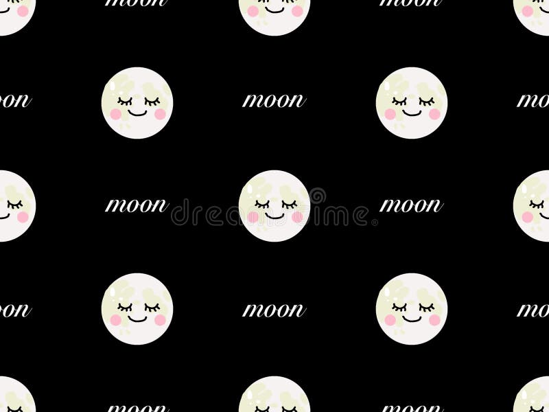 Moon Seamless Pattern on Black Background. Pixel Style Stock ...