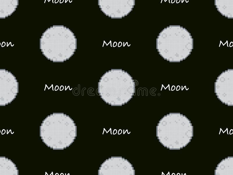 Moon Seamless Pattern on Black Background. Pixel Style Stock ...
