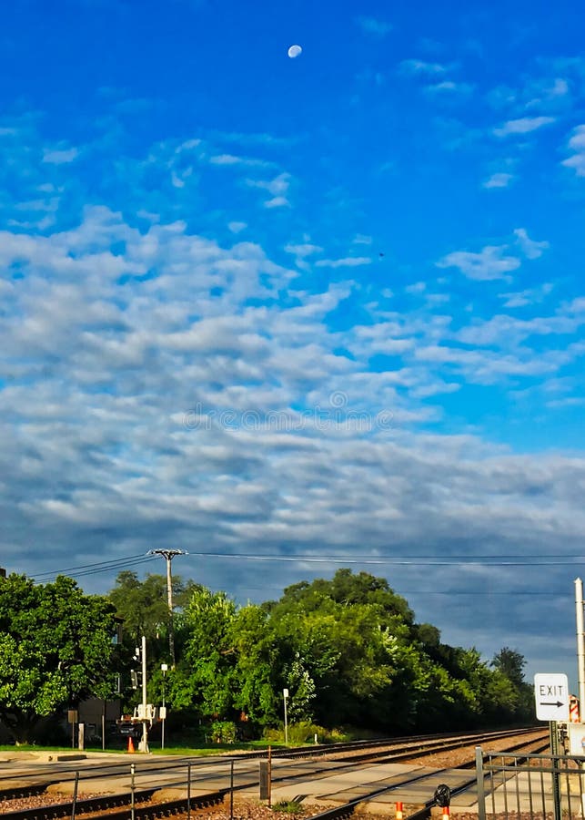 Moon Setting Above a Stratocumulus Cloudscape Which Covers a Train ...