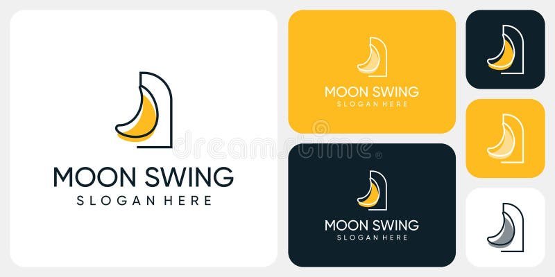 Moon Shape Aesthetic Swing Line Vector Logo Design with Modern, Simple ...