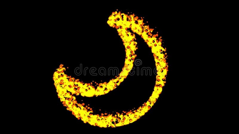 Moon Shape with Fire Effect on Plain Black Background Stock Footage ...