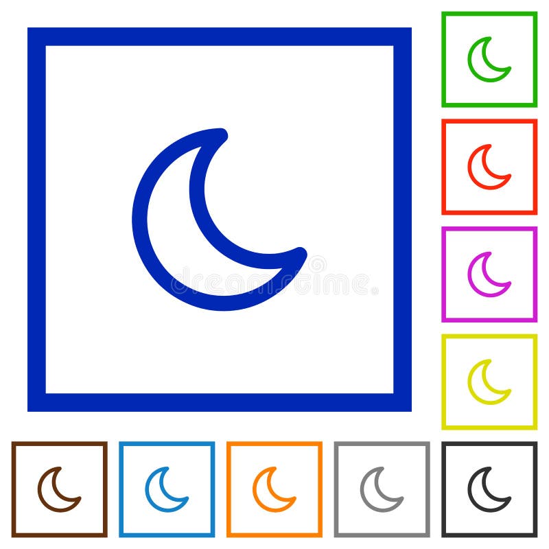 Moon Shape Flat Framed Icons Stock Vector - Illustration of preparation ...