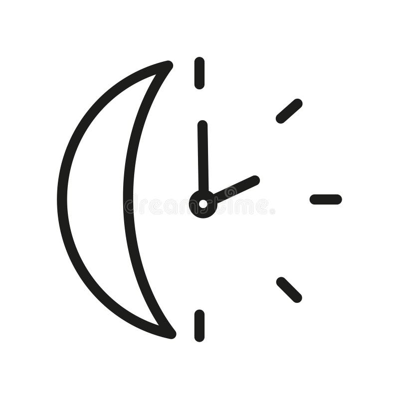 Moon Shaped Clock Symbolizing Night Time. Midnight Hour Icon. Simple ...