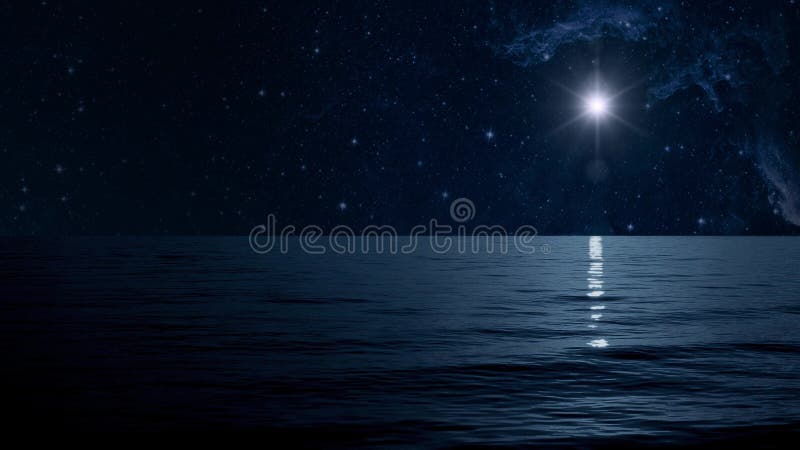 The moon shines on the sea stock illustration. Illustration of ocean ...