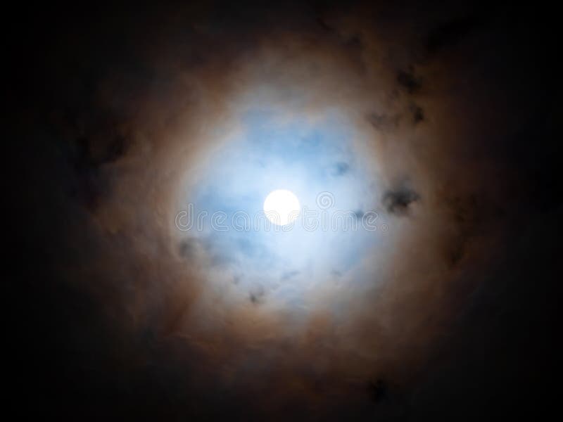 Moon Shines Softly White Light through the Clouds Stock Photo - Image ...