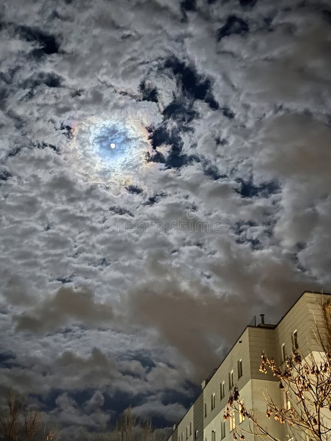 Moonlight Cloudscape Over Modern Building Stock Photos - Free & Royalty ...