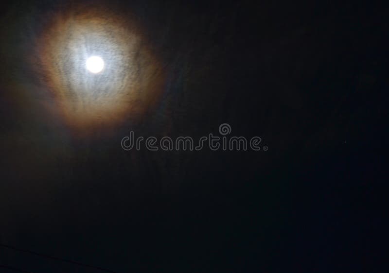 Moon Shining Behind Thin Cloud Layer at Night Stock Image - Image of ...