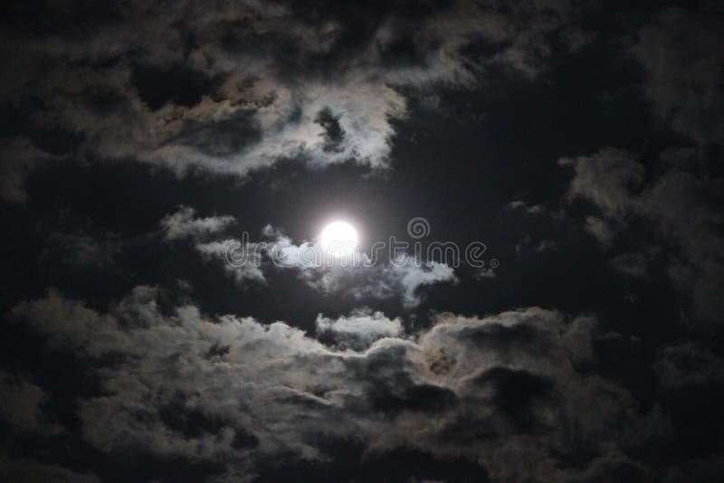 Moon and Sky during in the Dark Night Stock Image - Image of full ...