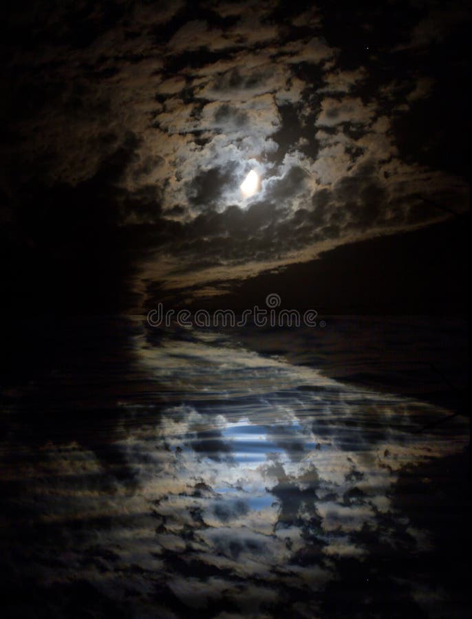Moon on the Sky with Reflection on Water Stock Image - Image of beauty ...