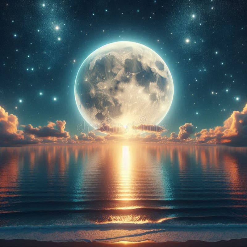 A Moon of the Sky with the Star Shining on it. Stock Image - Image of ...