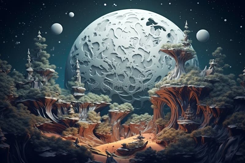 The Moon is in the Sky and There is a Boat on the Water Stock ...