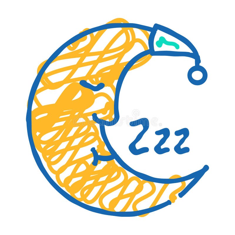 Moon Sleeping Icon Doodle Illustration Stock Vector - Illustration of ...
