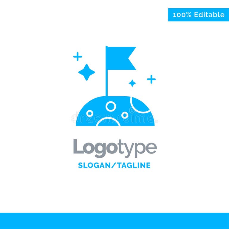 Moon, Slow, Space Blue Solid Logo Template. Place for Tagline Stock ...
