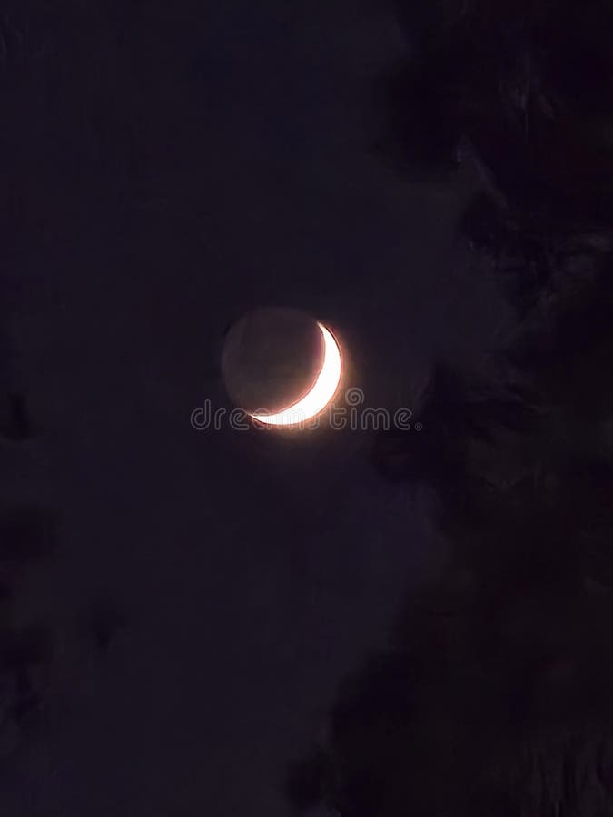 The Sliver of a Moon As the Eclipse Progresses Stock Image - Image of ...