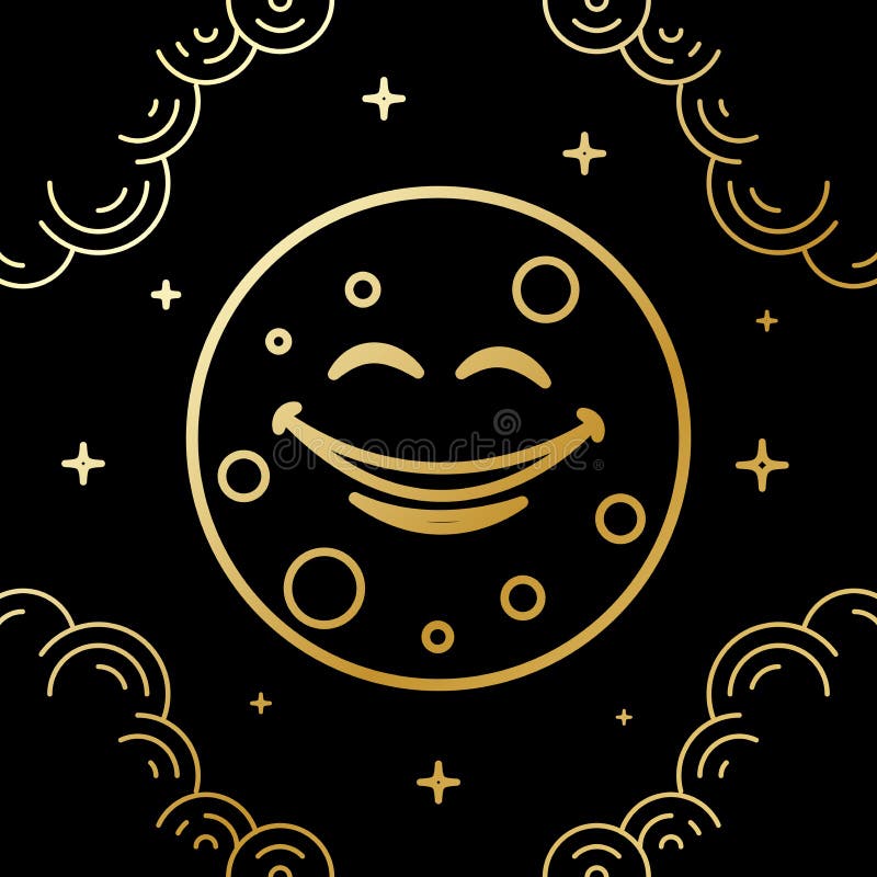 Sun Smile Line Art Style Design Stock Vector - Illustration of mystic ...