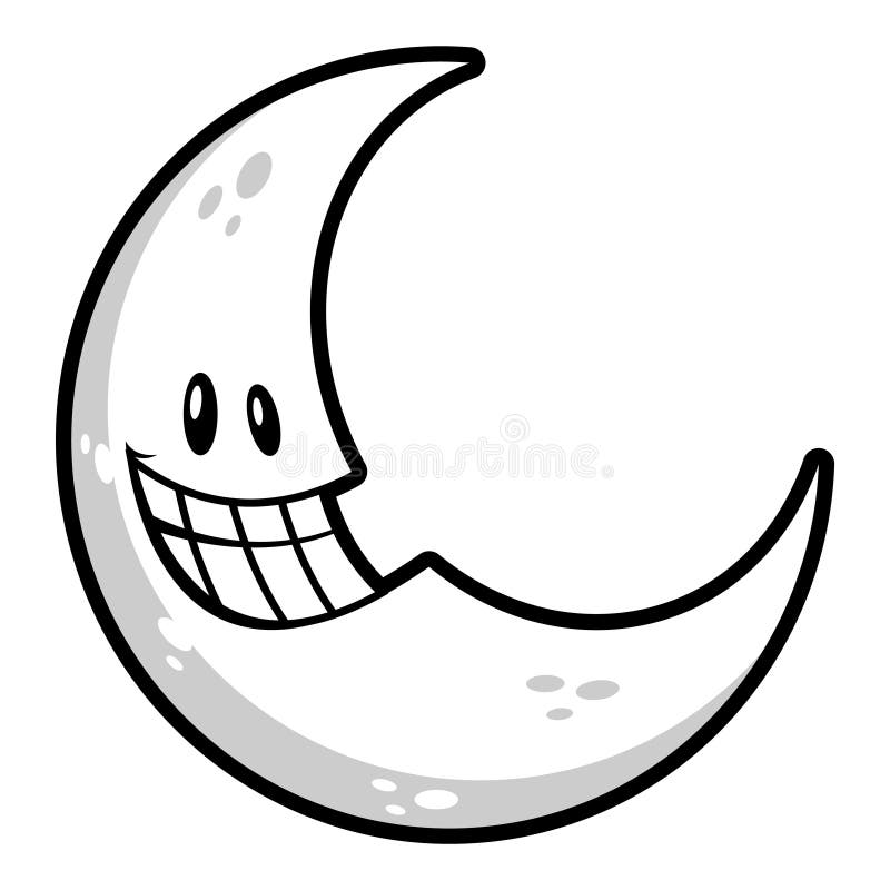 Moon Smiling Cartoon stock vector. Illustration of phase - 57844180