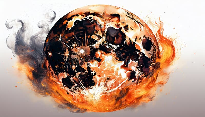 Moon with smoke and fire stock illustration. Illustration of cover ...