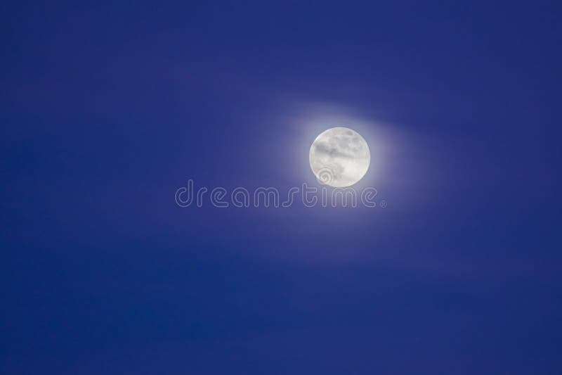 Moon with Soft Clouds on the Sky during Blue Hour Stock Photo - Image ...
