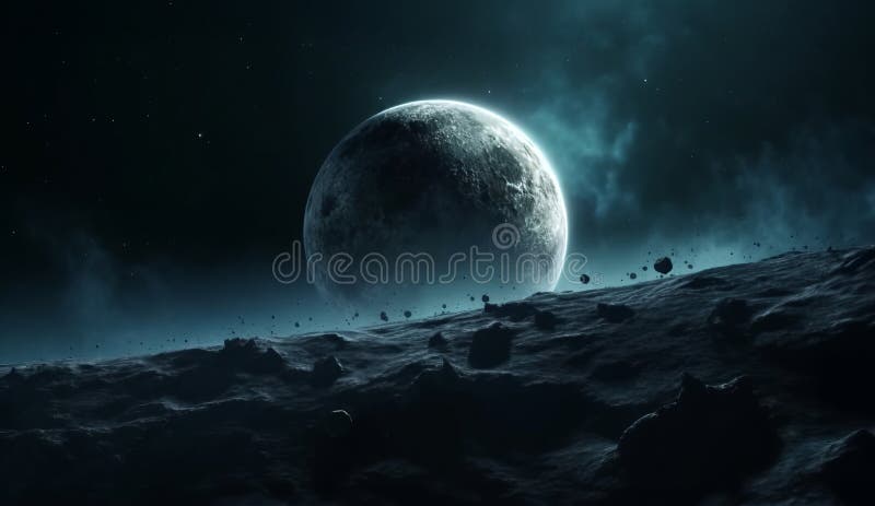 Moon in Space in the Background of the Planet Stock Illustration ...