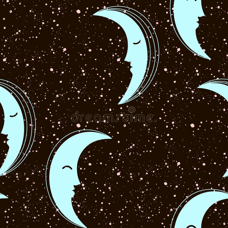 Moon. Space Cartoon Seamless Pattern. Perfect for Design Templates ...