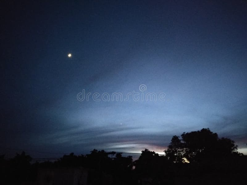 Moon Star Cosmo Painted Sky Tree Shadow Stock Image - Image of shadow ...