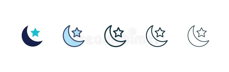 Moon and Star Icon Vector Set on White Background Stock Vector ...