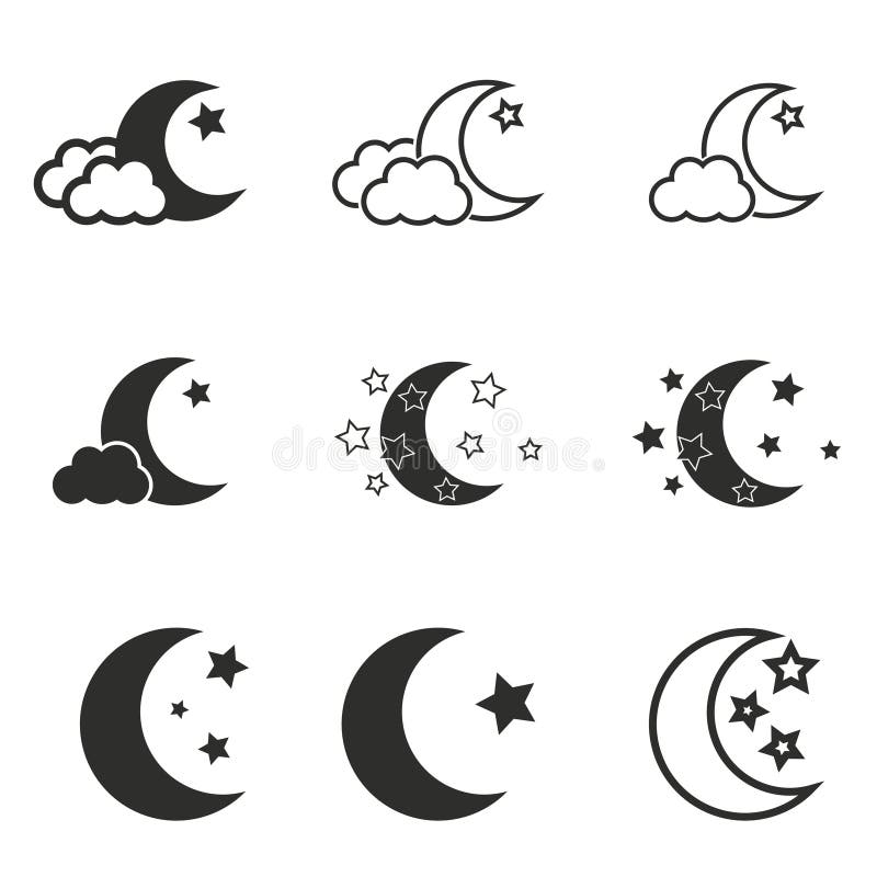 Moon star icon set. stock vector. Illustration of astronomy - 83125646