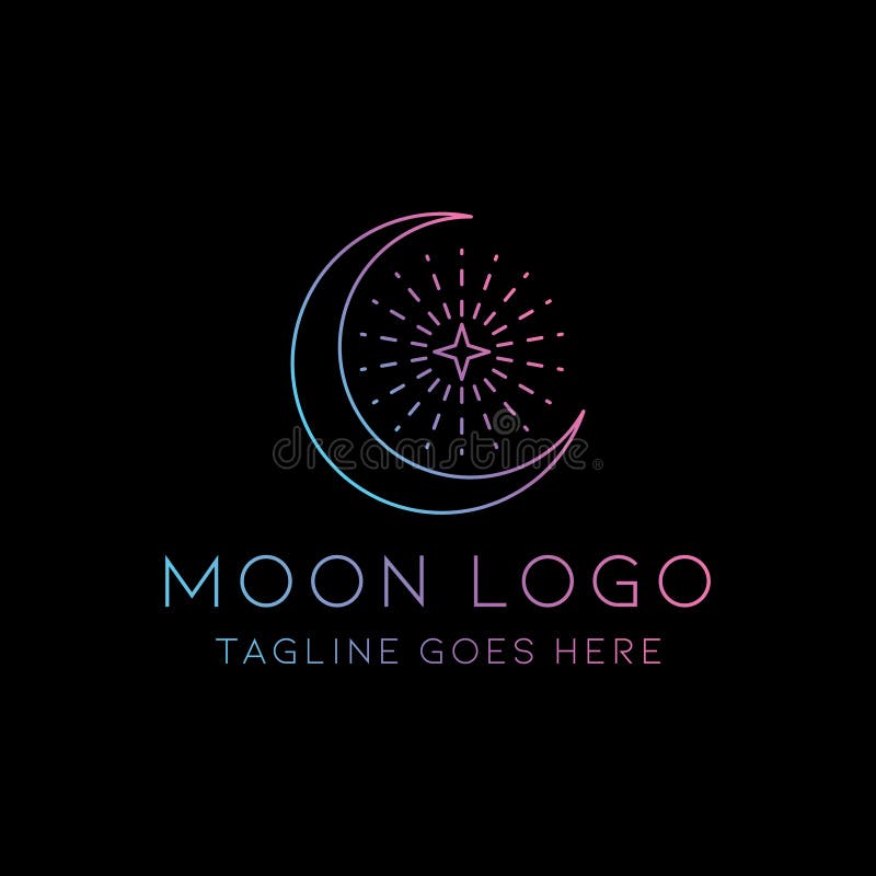 Moon Star Night Logo Design Vector, Circle Light Emblem Symbol, Bright ...
