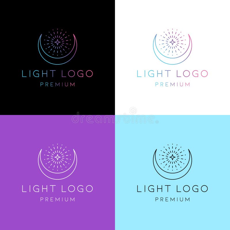 Moon Star Night Logo Design Vector, Circle Light Emblem Symbol, Bright ...