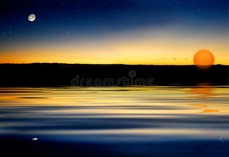 Full moon reflection stock illustration. Illustration of evening - 4305850