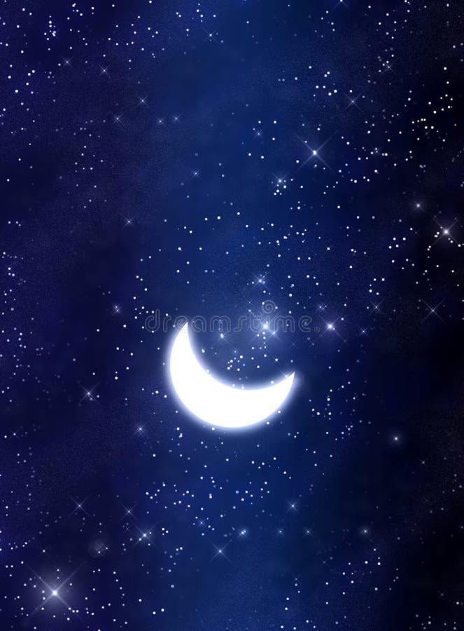 Midnight moon in stardust stock illustration. Illustration of cycle ...