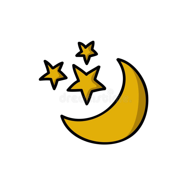 Moon and Stars Doodle Icon, Vector Illustration Stock Illustration ...