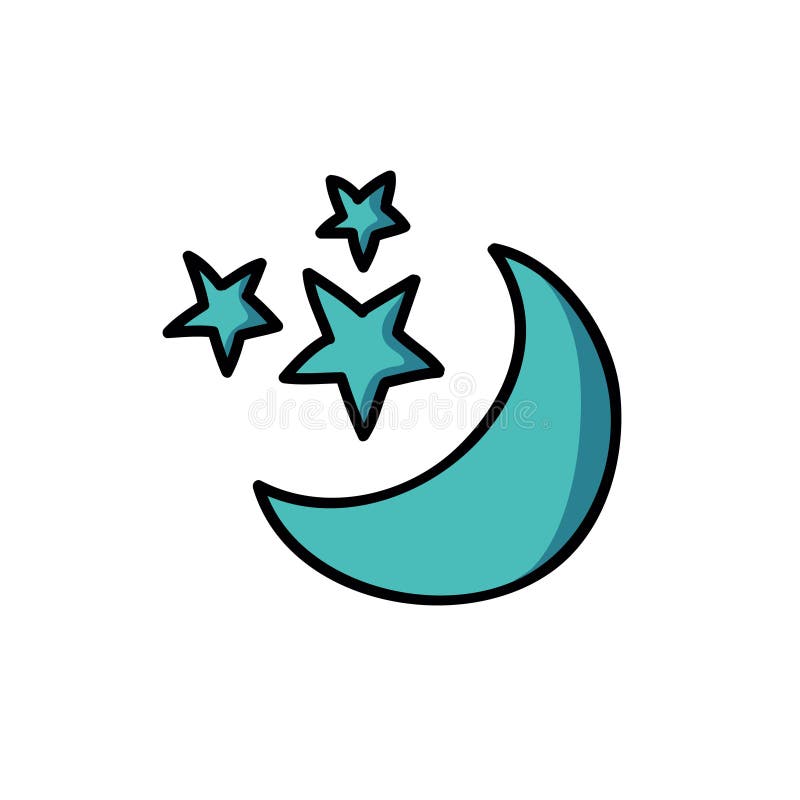 Moon and Stars Doodle Icon, Vector Illustration Stock Illustration ...