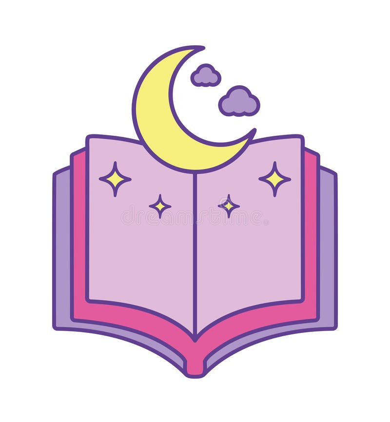 Moon and Stars Fairy Tale Book Icon Stock Vector - Illustration of ...