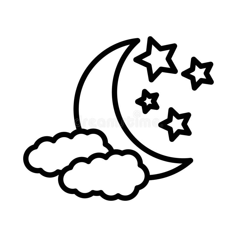 Moon and Stars Linear Logo Mark in Black and White Stock Vector ...
