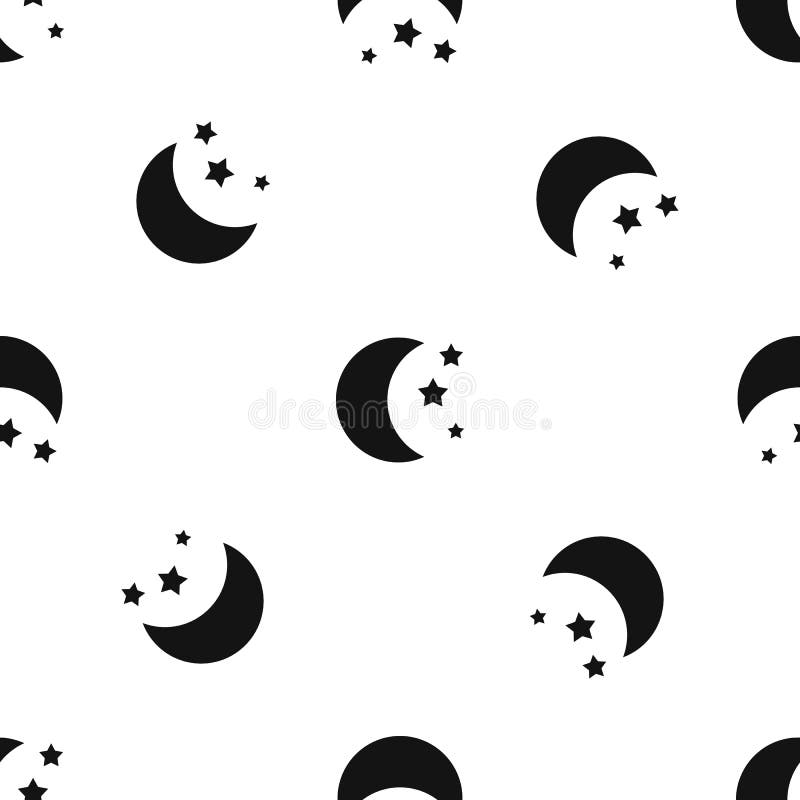 Moon and Stars Pattern Seamless Black Stock Vector - Illustration of ...