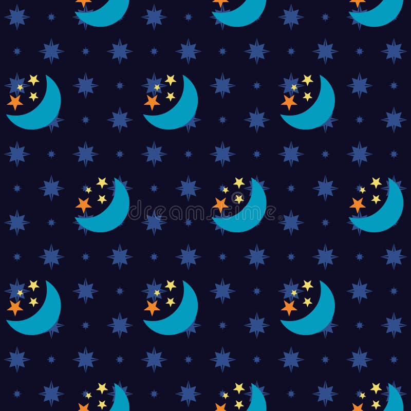Moon and Stars Seamless Pattern Stock Vector - Illustration of bohemian ...