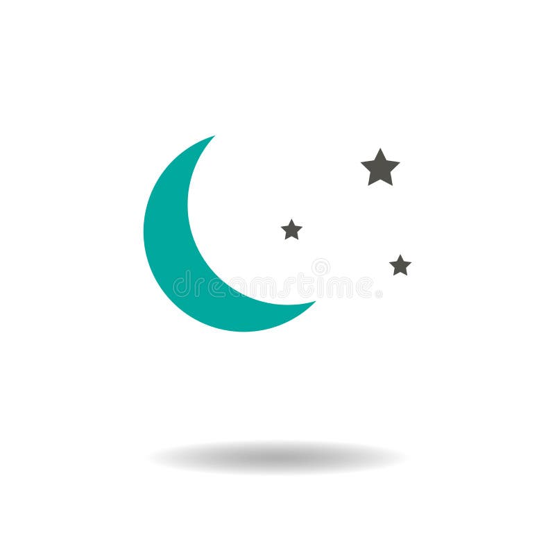 Moon with Stars Simple Icon. Moon with Stars Isolated Icon Stock Vector ...