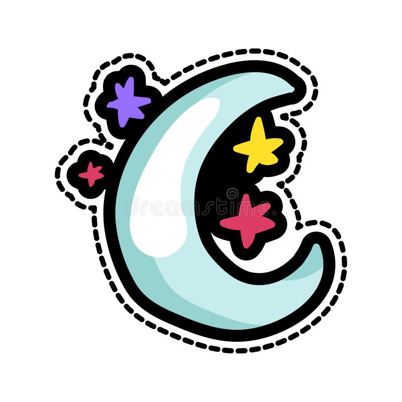 Moon, Stars with Dream Lettering Patch Stock Vector - Illustration of ...